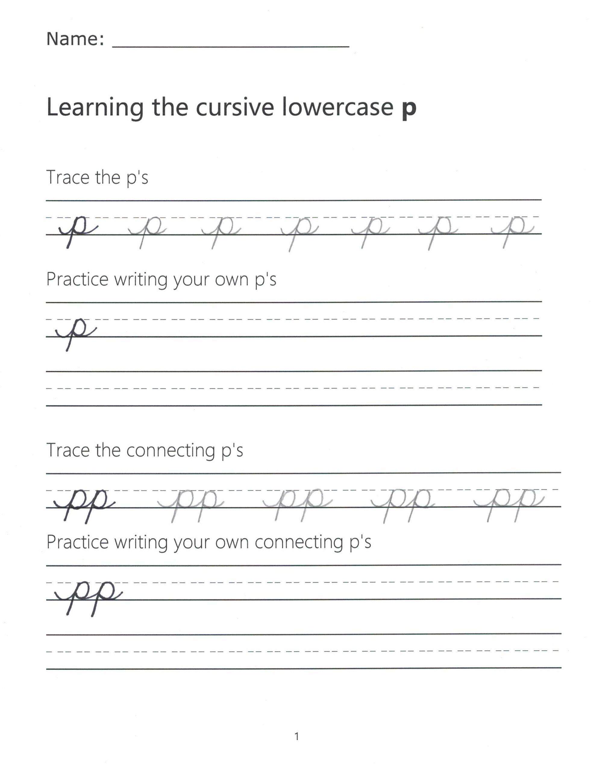 Cursive P Lowercase
