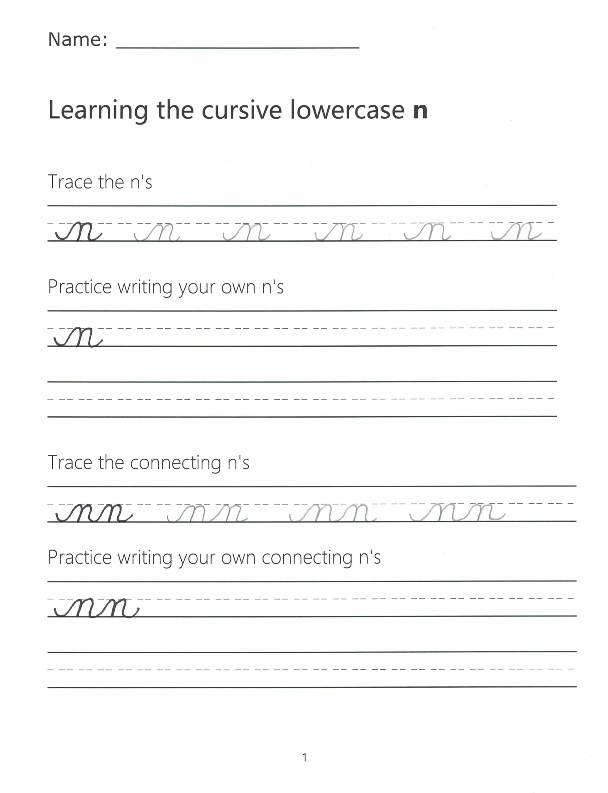 Cursive N How To Write A Lowercase N In Cursive