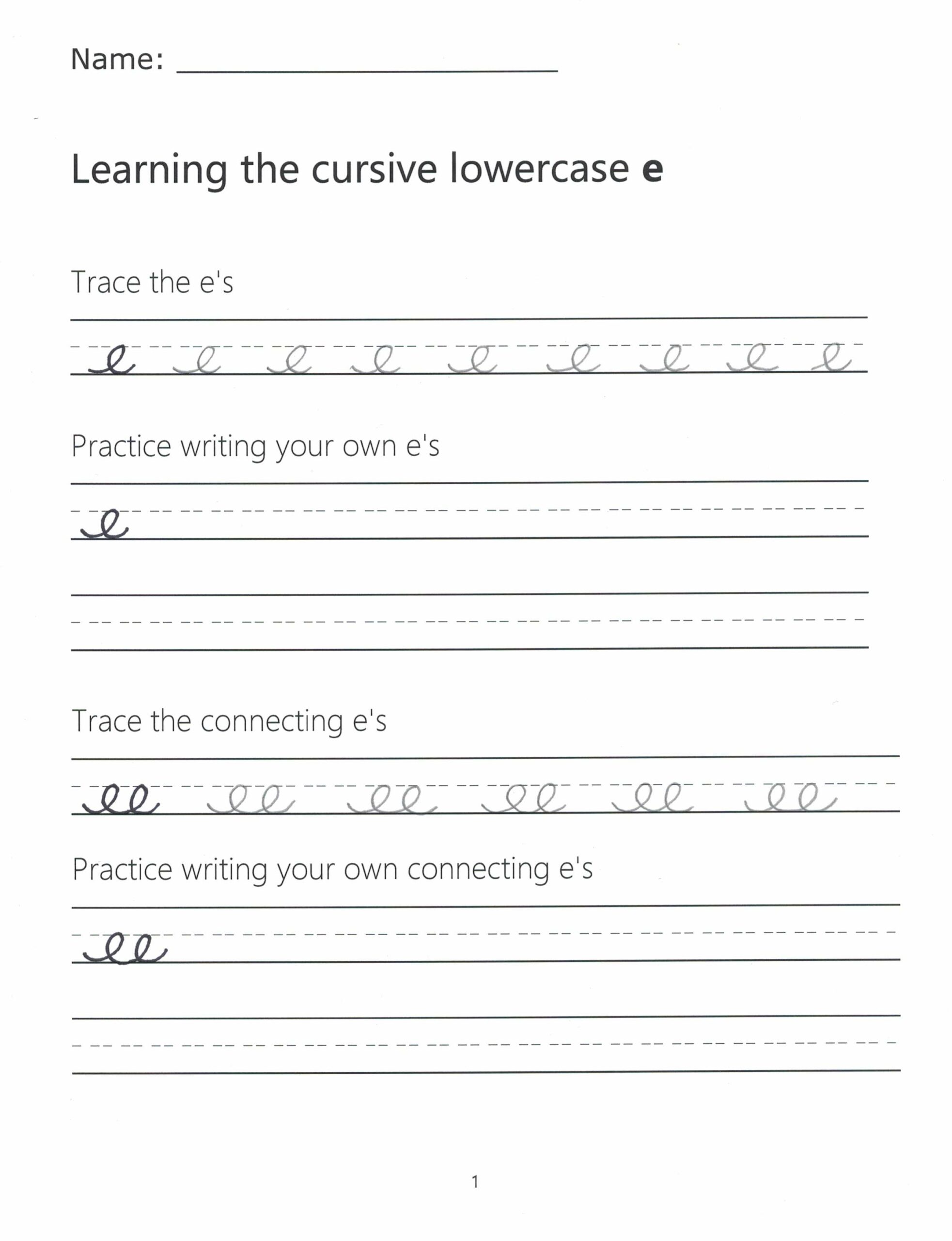 Cursive E How To Write A Lowercase E In Cursive