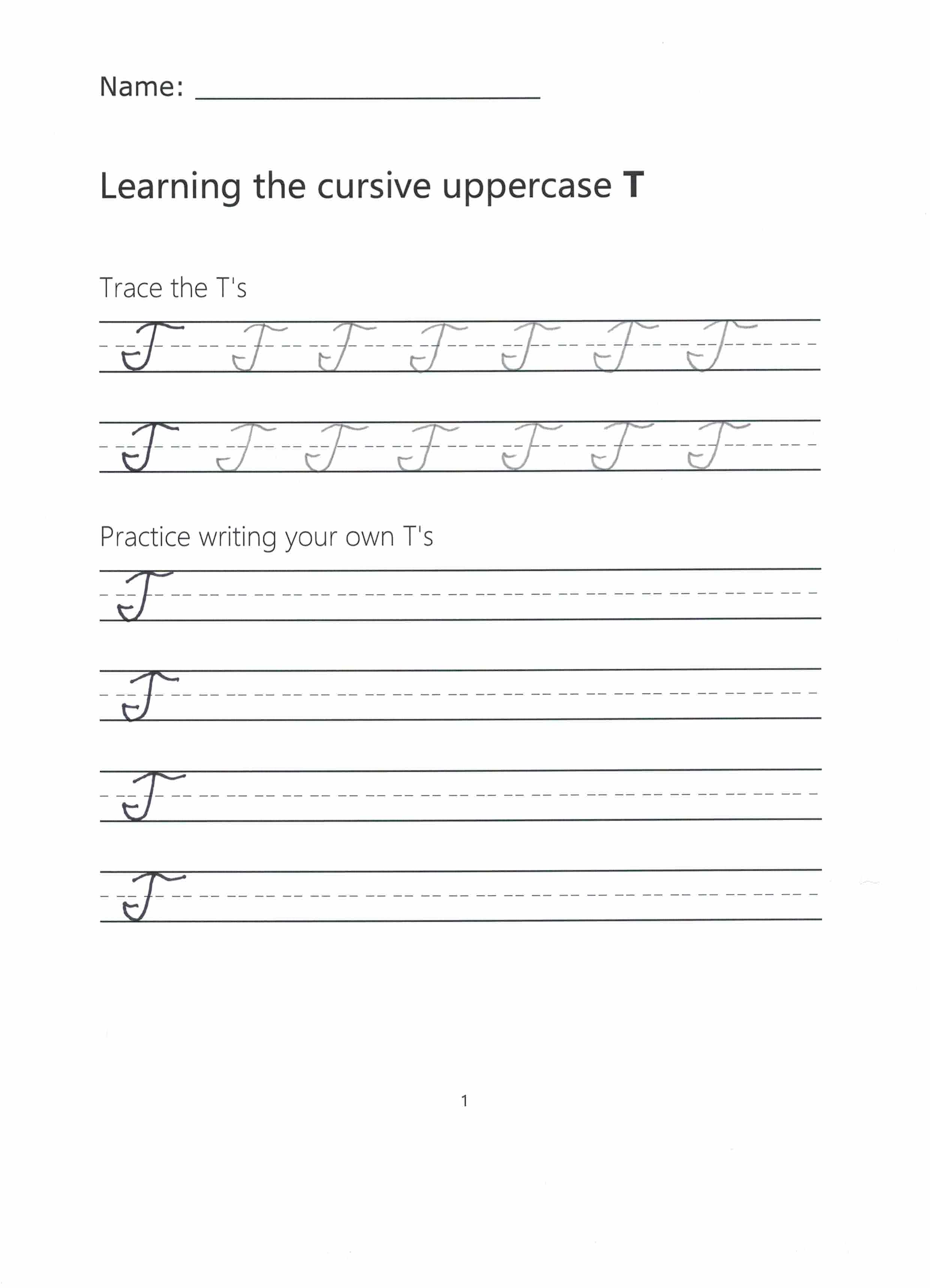 Cursive T How To Write A Capital T In Cursive