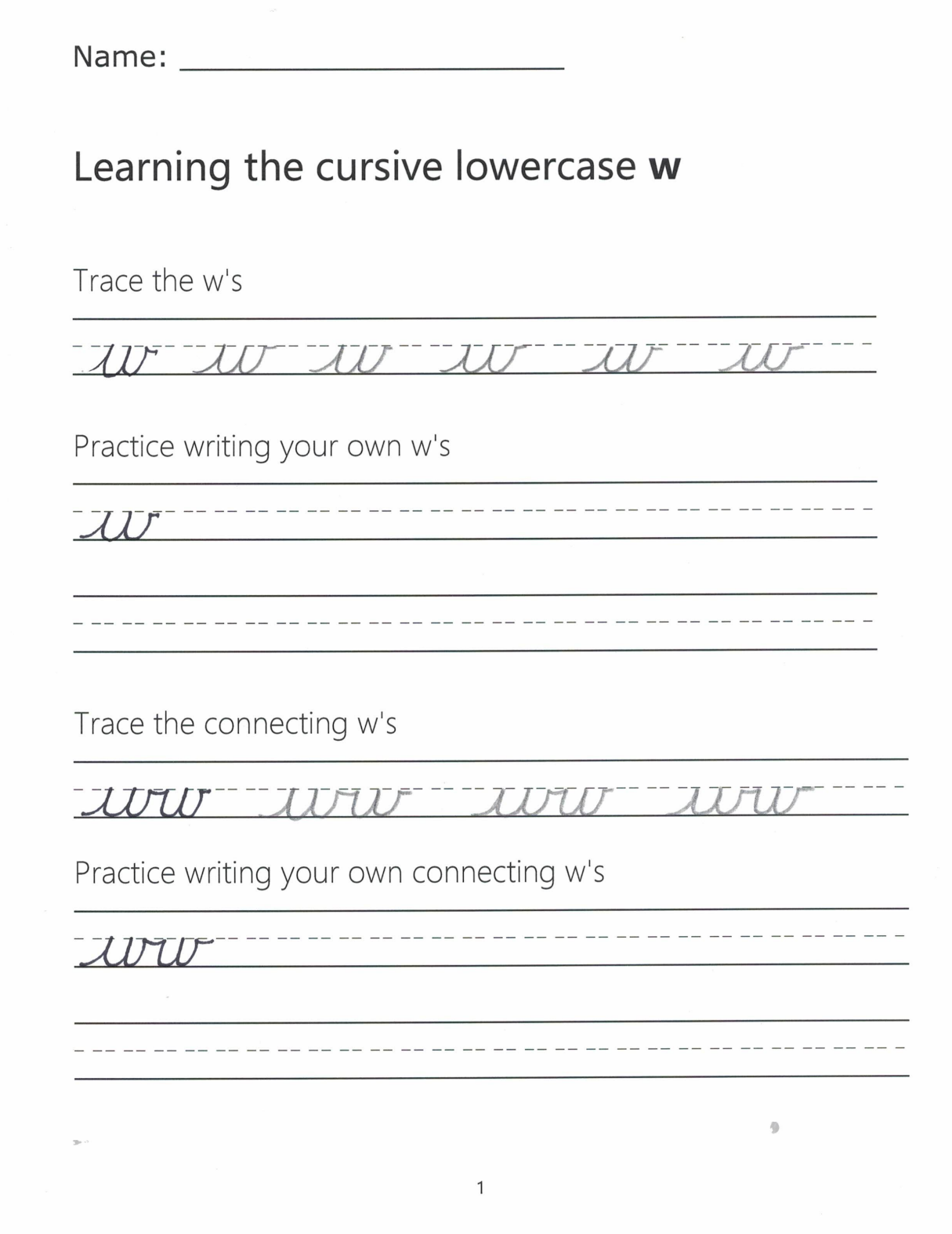 Cursive W How To Write A Lowercase W In Cursive